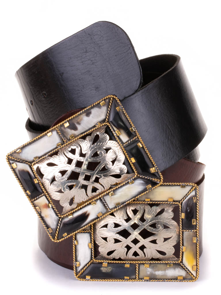 Aziza Wide Peasant Belt Bone Filigree Buckle – Taboo Fashion & Accessories
