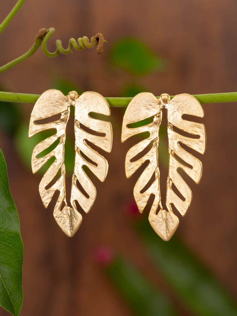 Monstera Gold Earrings – Taboo Fashion & Accessories